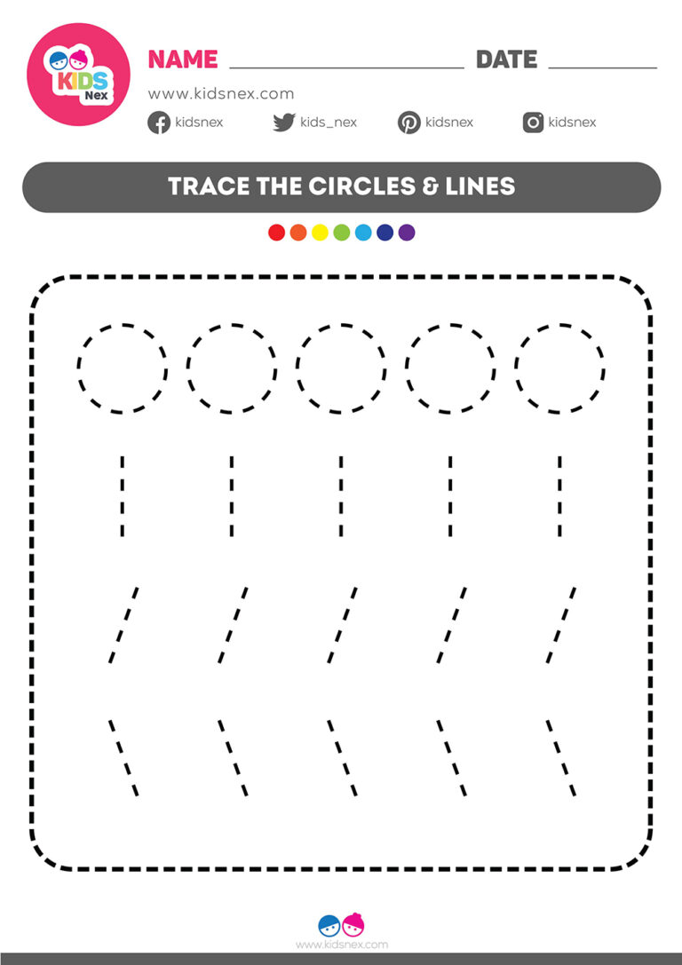Circle Tracing Worksheet - PDF Printable | KidsNex