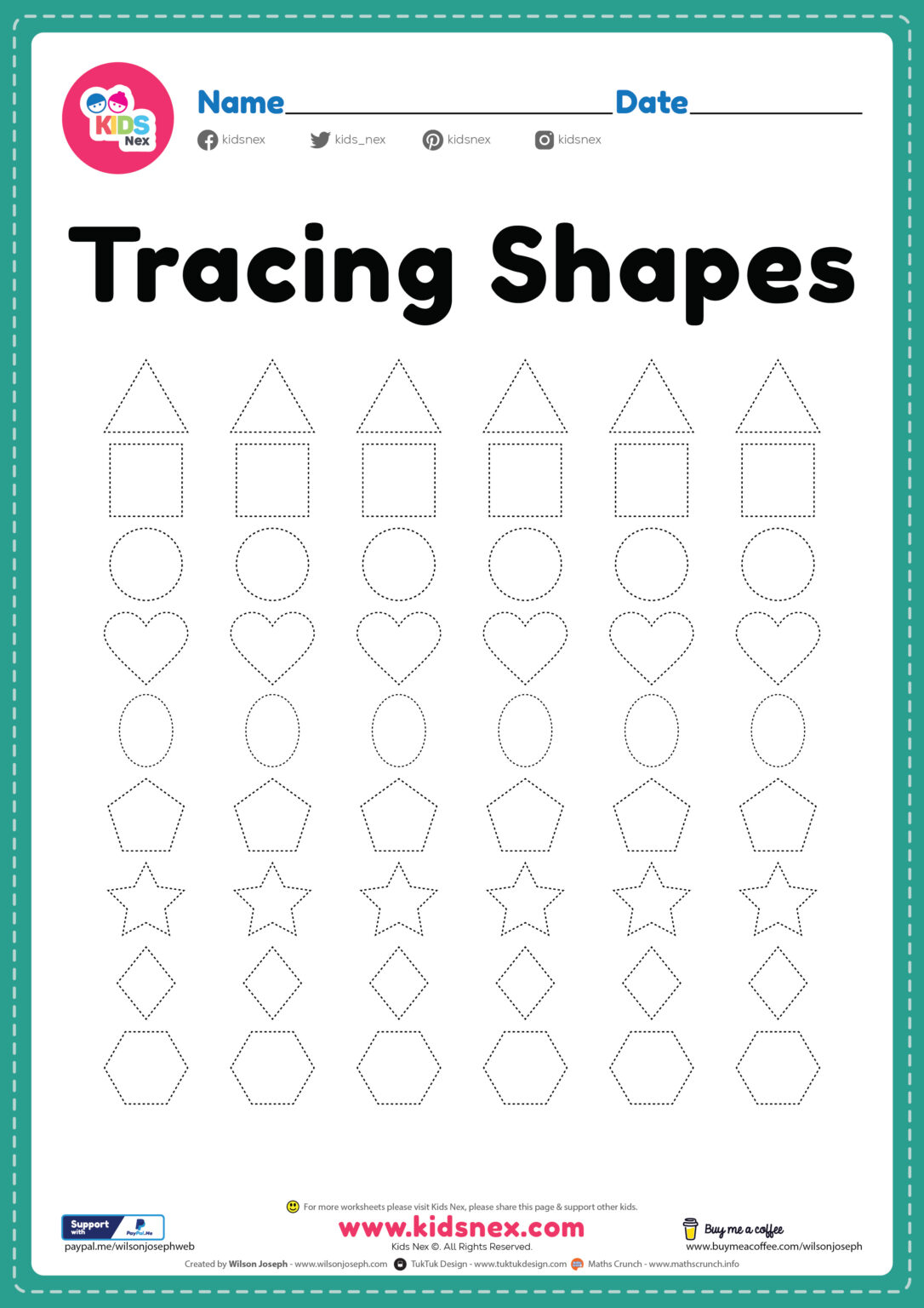 Tracing Shapes Worksheet for Kids - Free Printable PDF