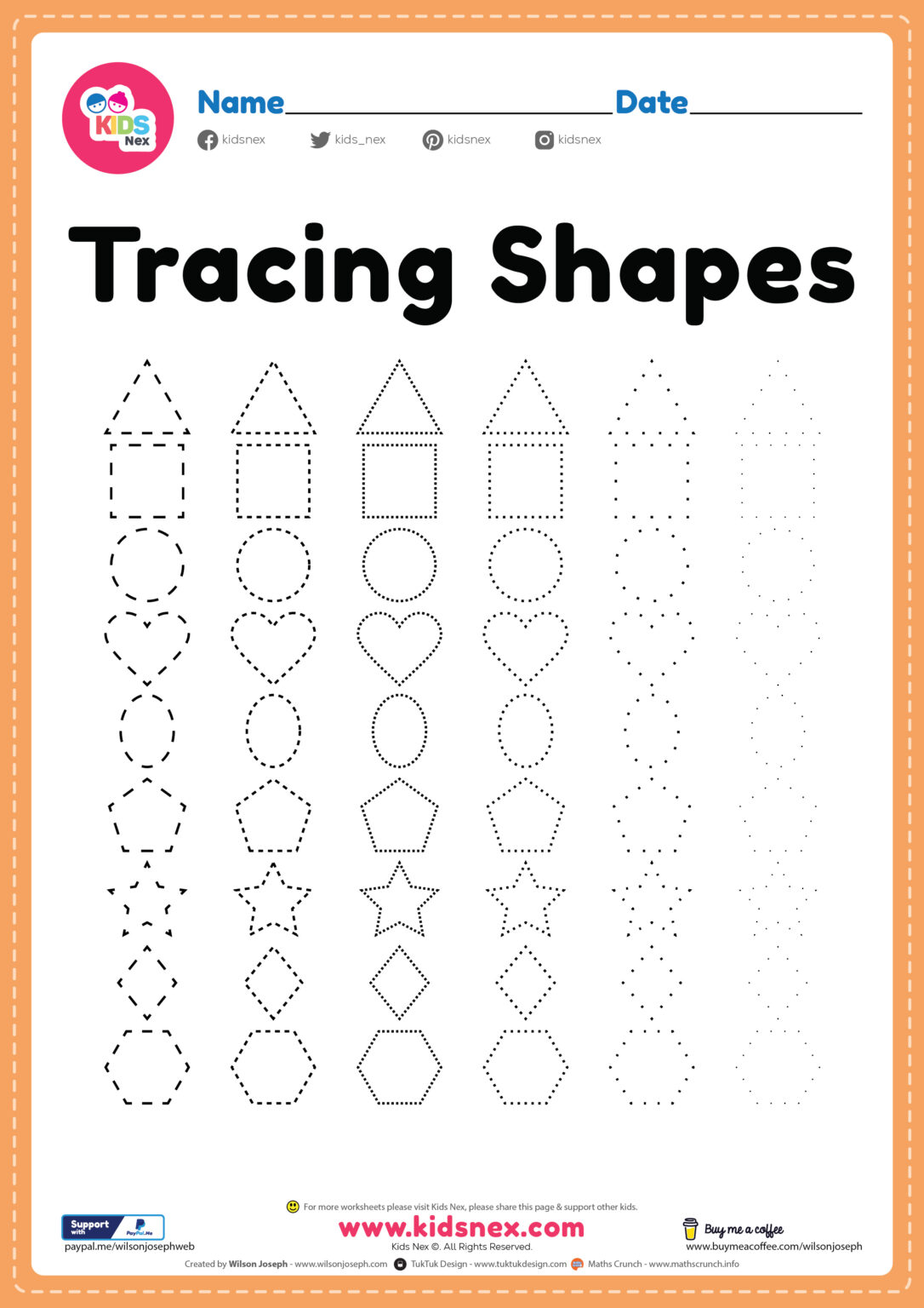 Tracing Shapes - Free Printable PDF for Kindergarten Kids