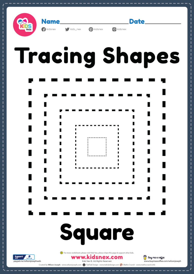 Tracing Shapes Square Lines Worksheet - Free Printable PDF