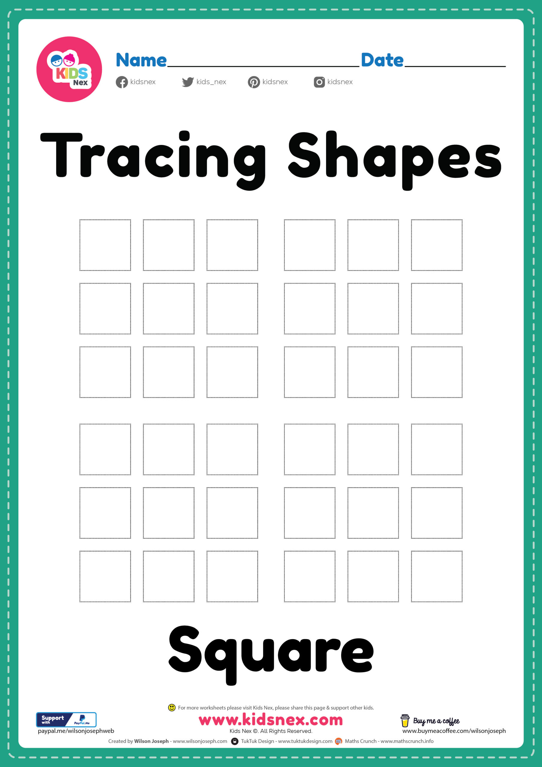 Free Printable Tracing Square Shapes Worksheet For Kids Free Printable Tracing Square Shapes Worksheet For Kids