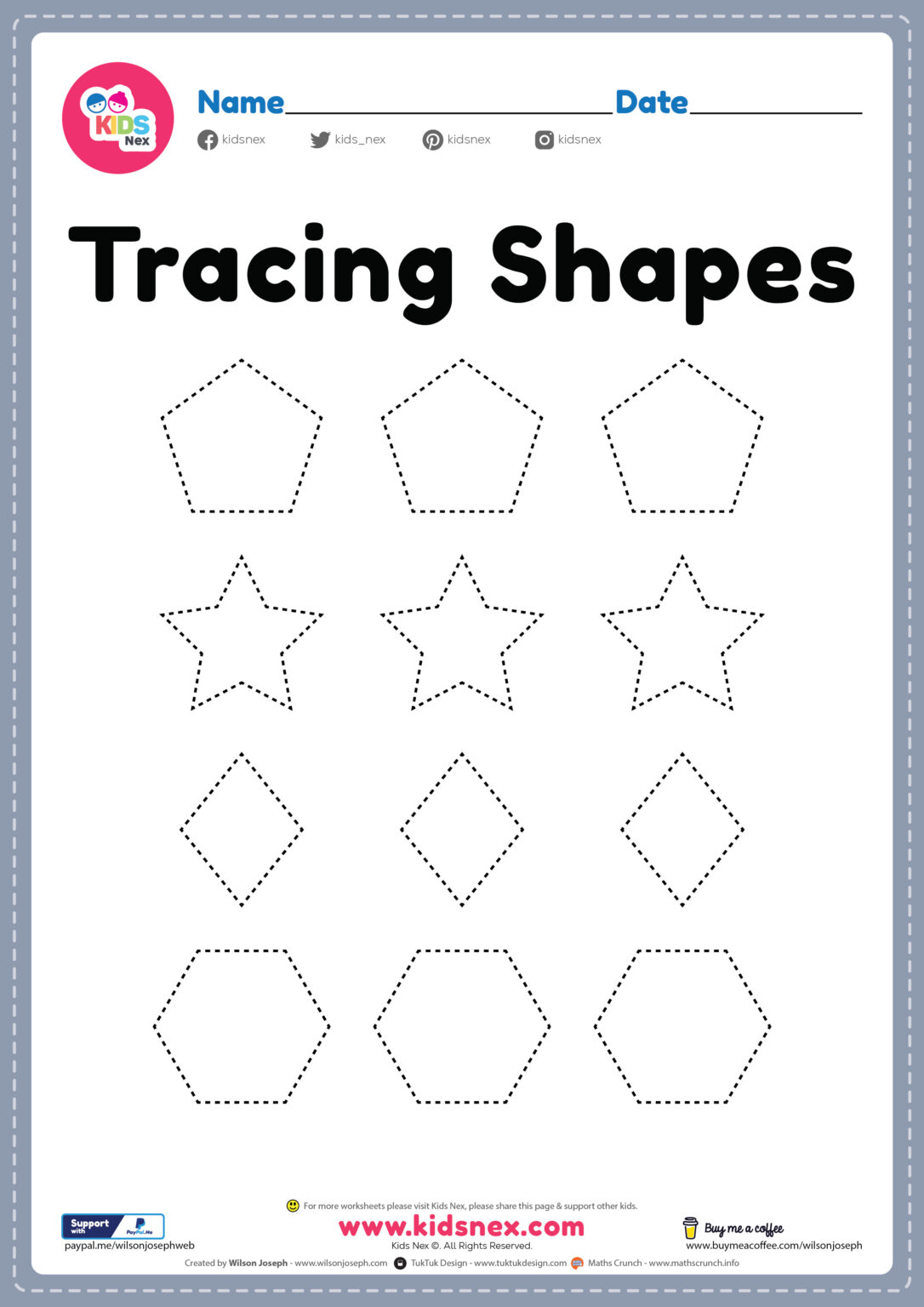 Tracing Pattern Standing Line Worksheet - Free Printable PDF
