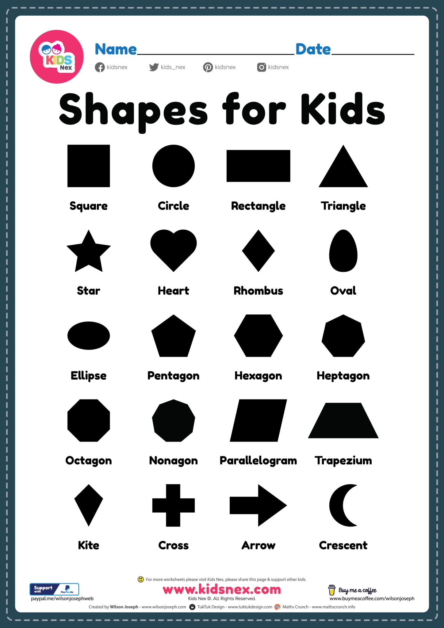 Shapes for Kids - Free Printable PDF for Preschool Kids
