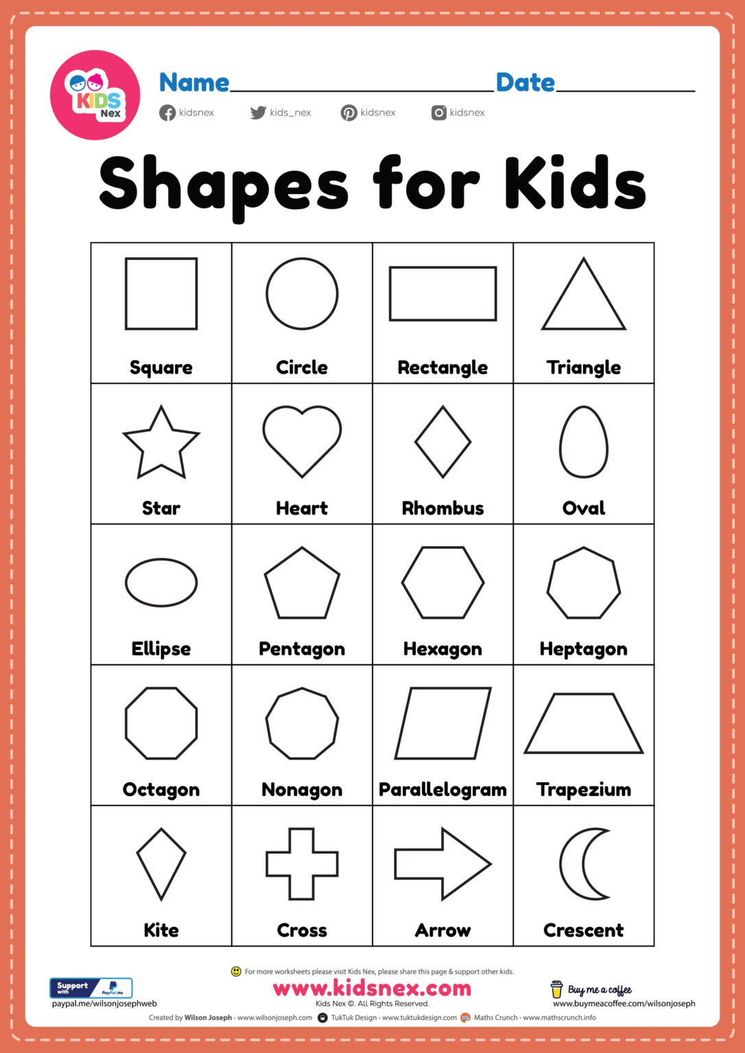 Different Shapes for Kids - Free Printable PDF for Preschool