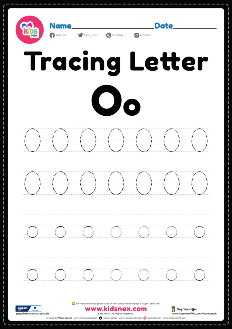 Free Printable PDF - Tracing Letter O Alphabet Worksheet