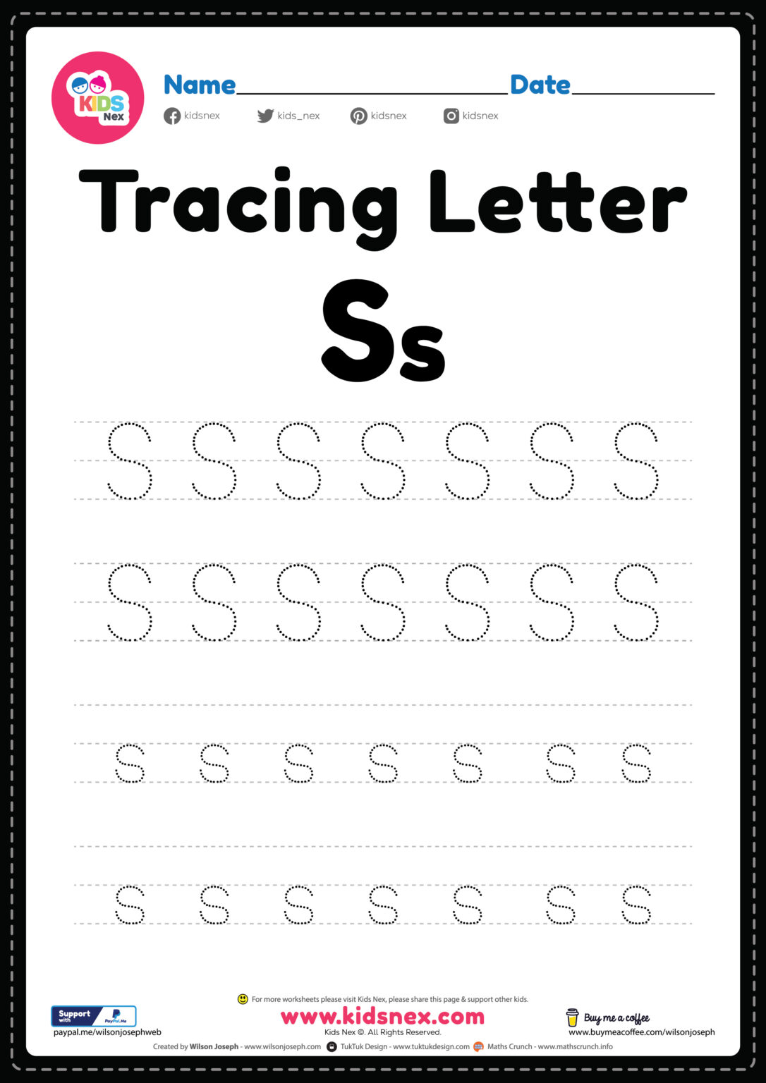 Free Printable PDF - Tracing Letter S Alphabet Worksheet