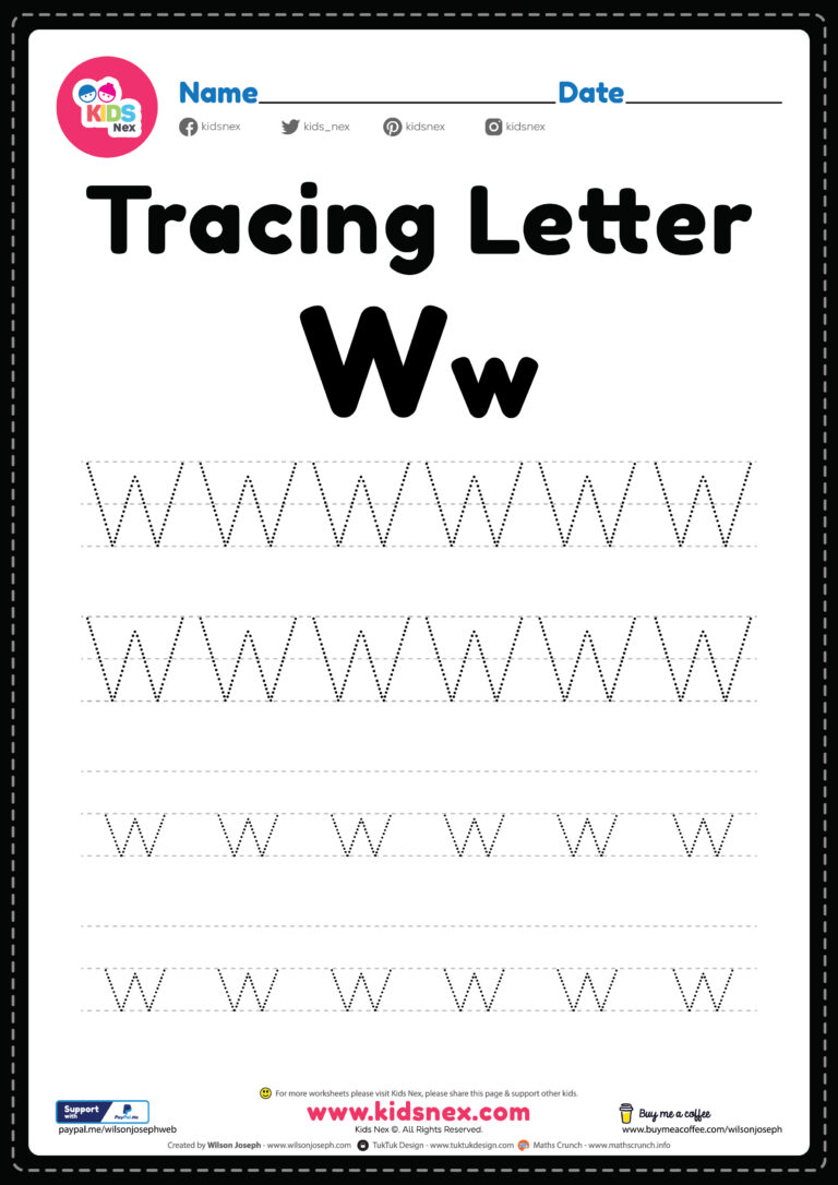 Free Printable PDF - Tracing Letter W Alphabet Worksheet
