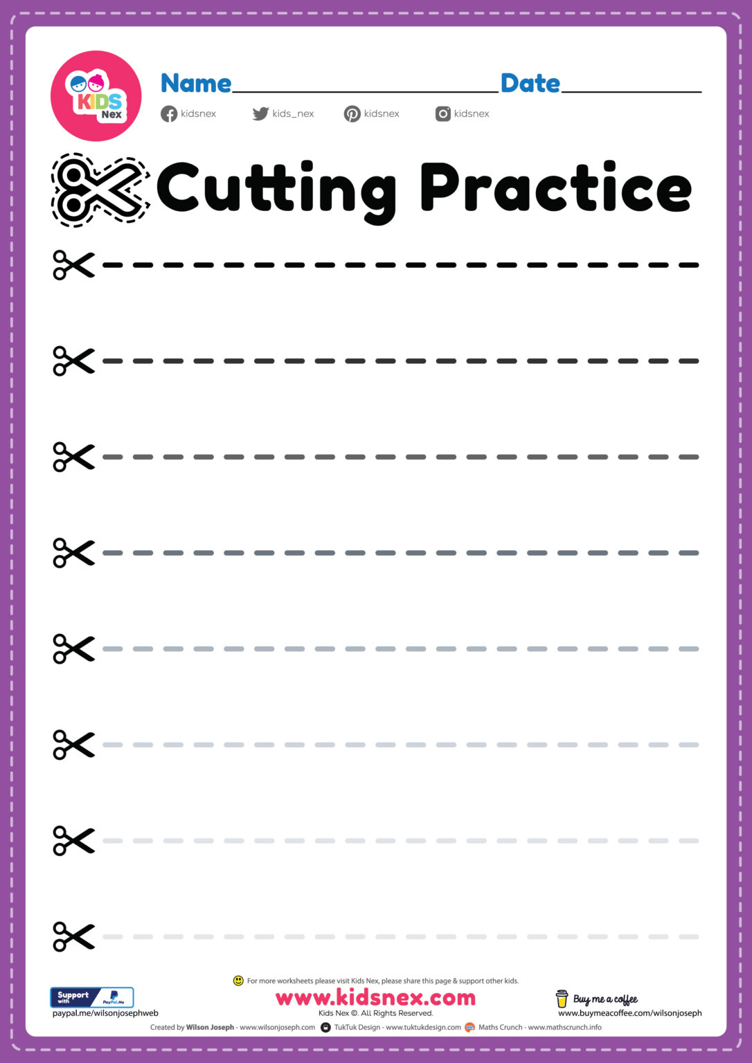Cut Activity - Free Printable PDF Worksheet for Preschool
