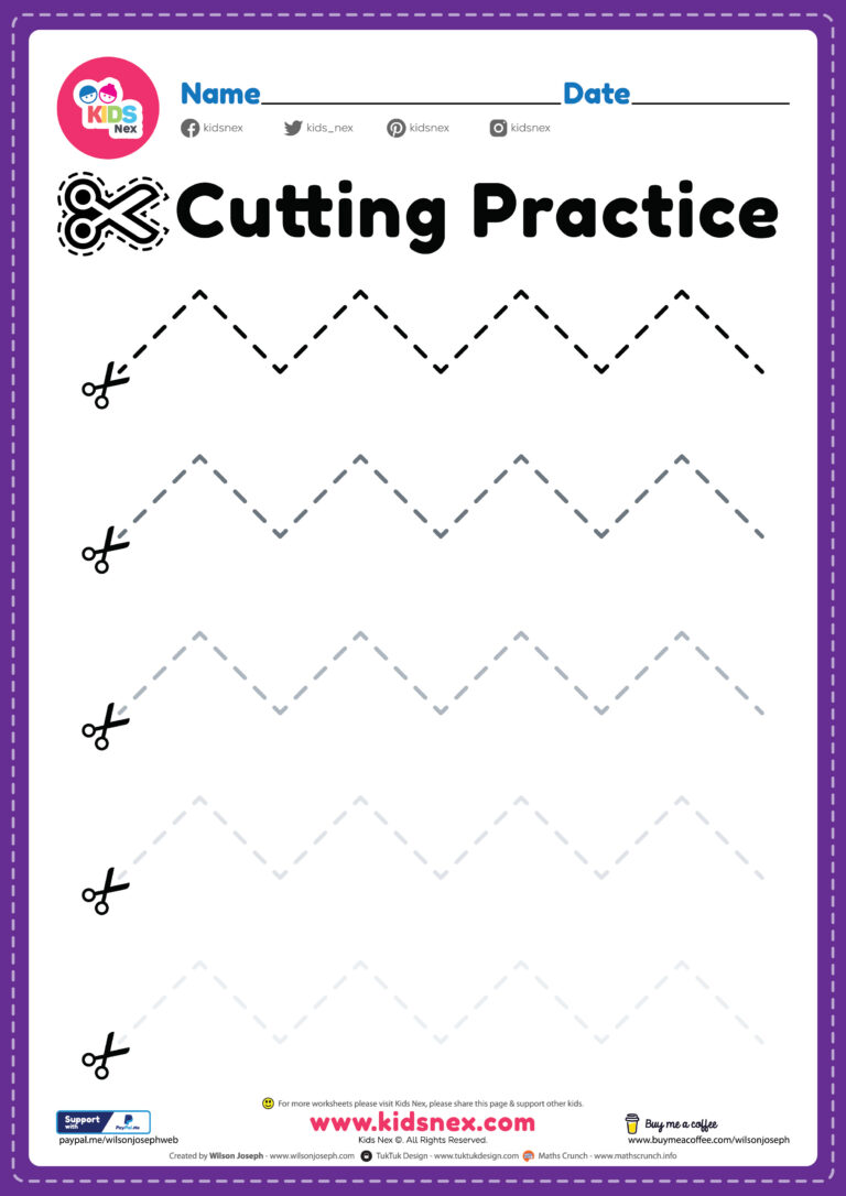 Cutting Practice Kindergarten - Free Printable PDF for Kids