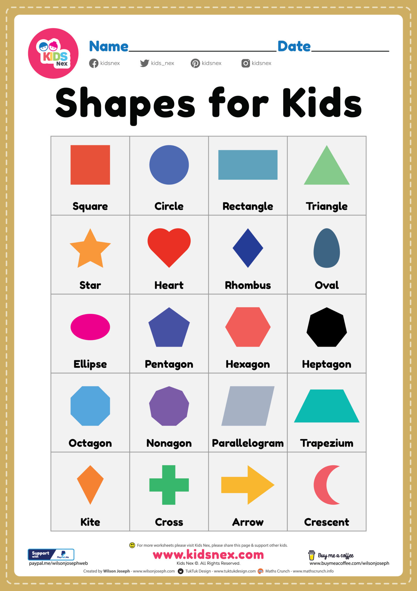 Free Printable Shapes for Kids - Preschool and Kindergarten