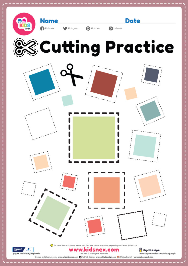 Cutting Practice for Kindergarten Kids - Free Printable PDF