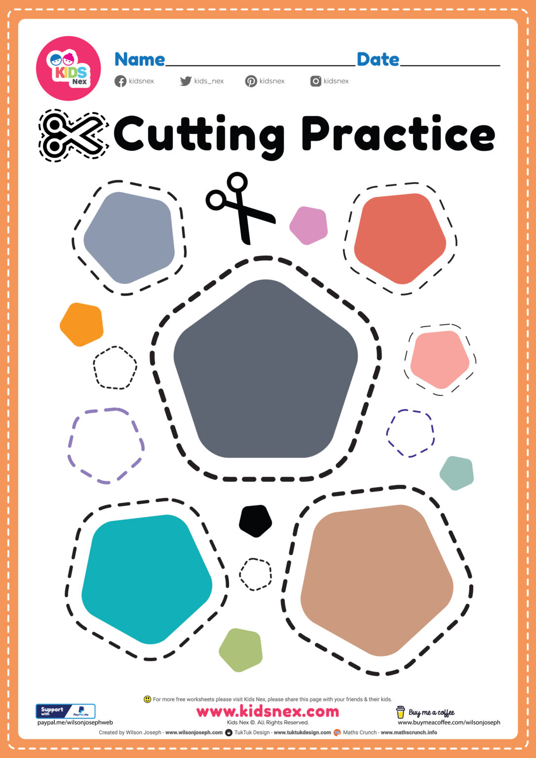 Cutting Practice Pre K - Free Printable PDF for School Kids