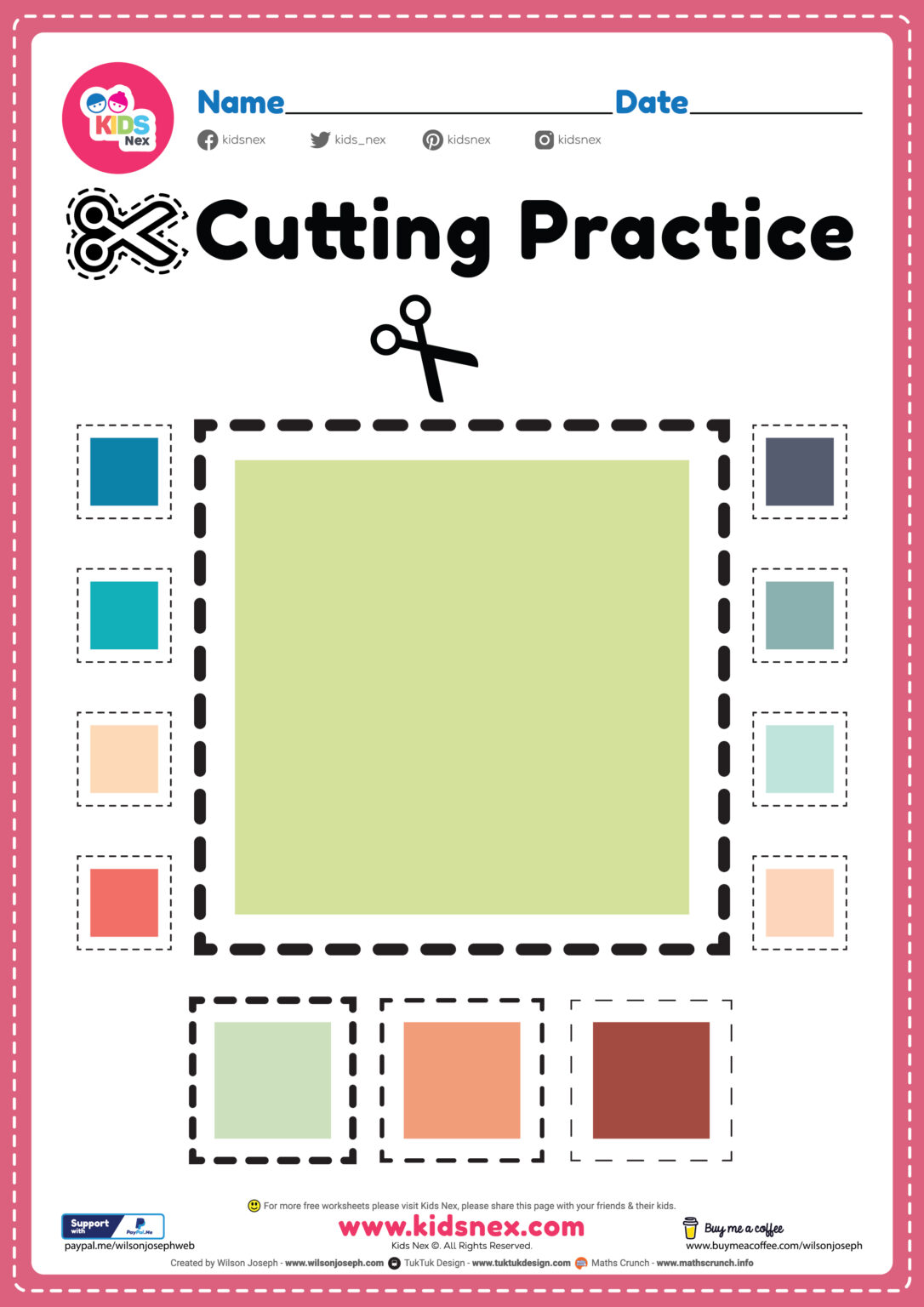 Practicing cutting with scissors - Free Printable PDF