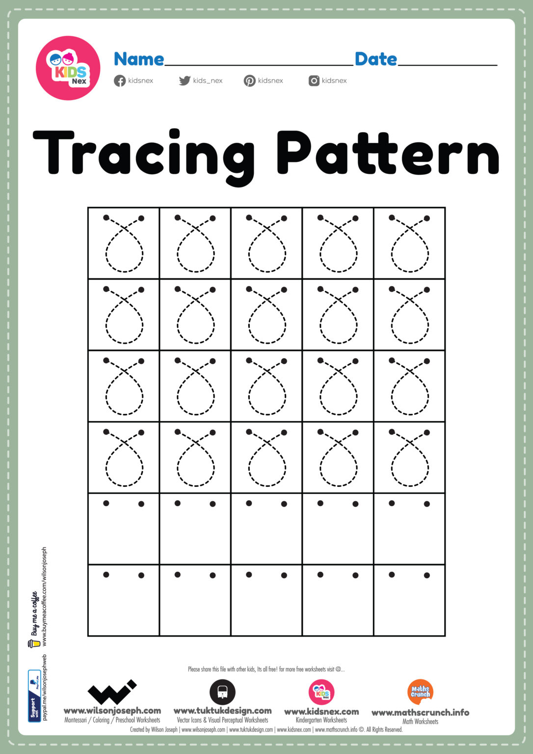 Tracing Pattern Loop lines worksheet - Free Printable PDF