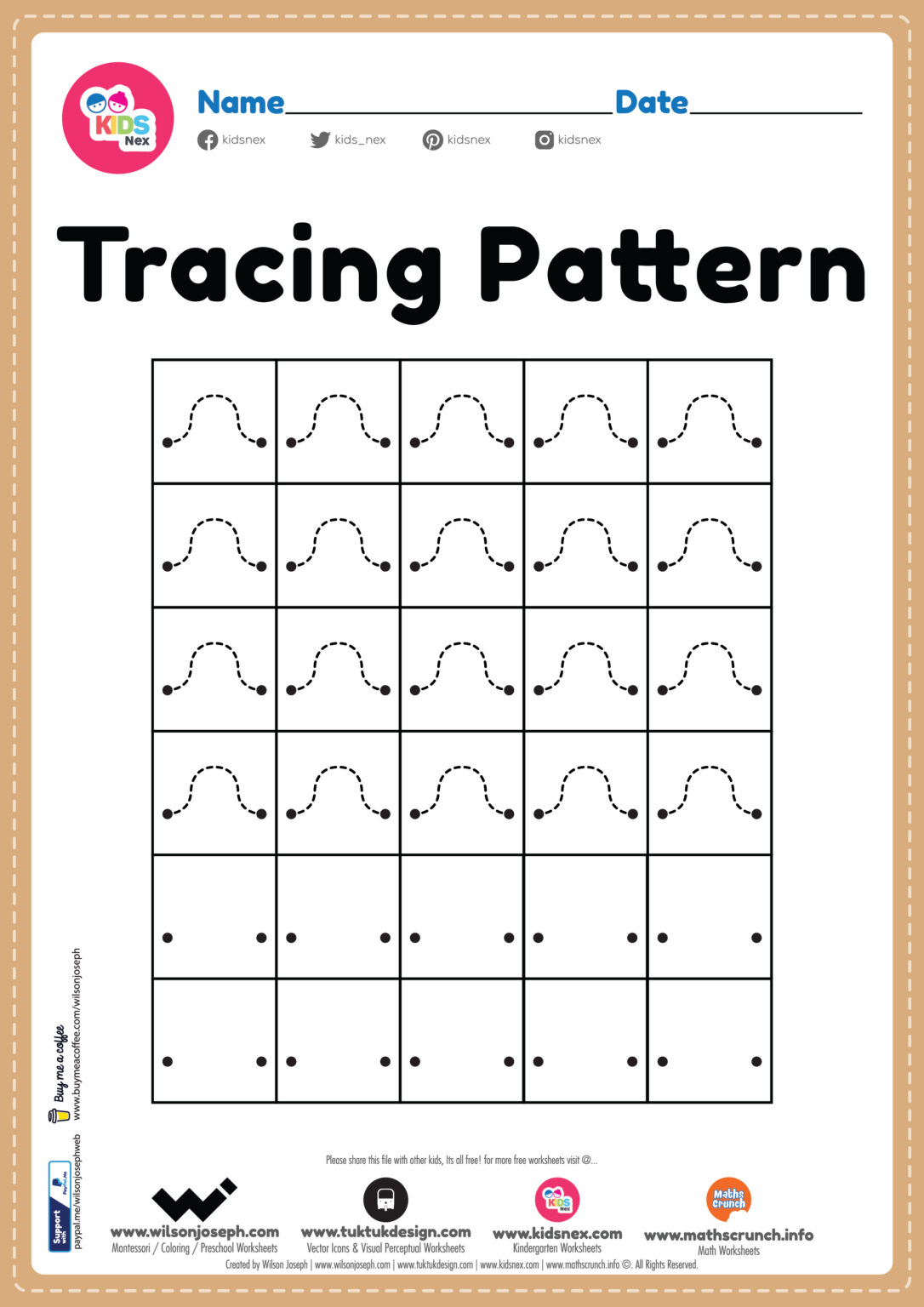 Tracing Pattern Wave Lines - Free Printable PDF Worksheet
