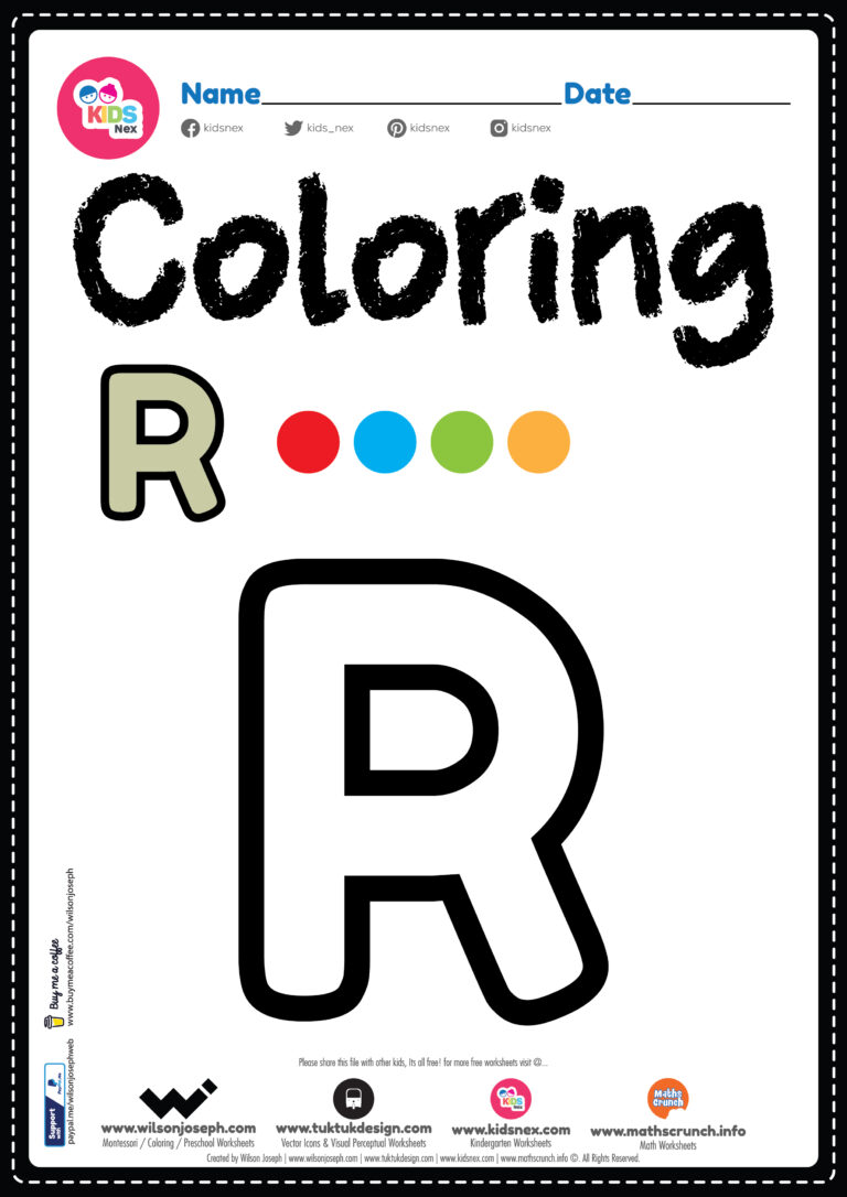 Letter R Alphabet Coloring Page worksheet Free Printable PDF