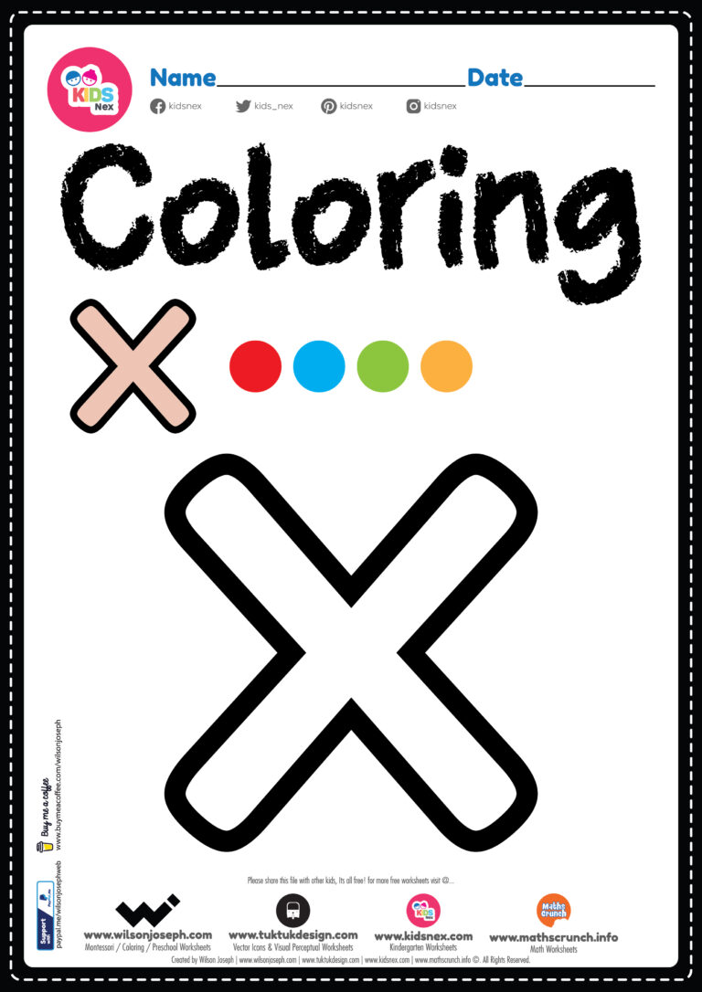 Letter X Alphabet Coloring Page worksheet Free Printable PDF